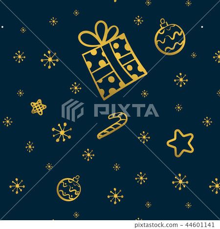 Christmas gold seamless pattern with gift,... - Stock Illustration ...