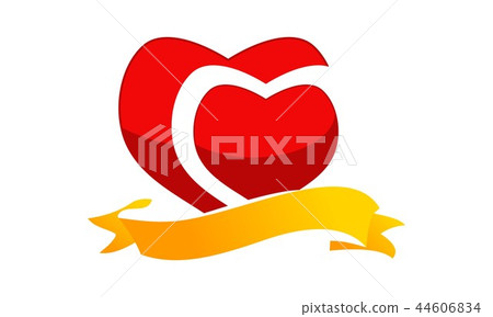 Ribbon Heart Logo Design Template Vector - Stock Illustration [44606834 ...