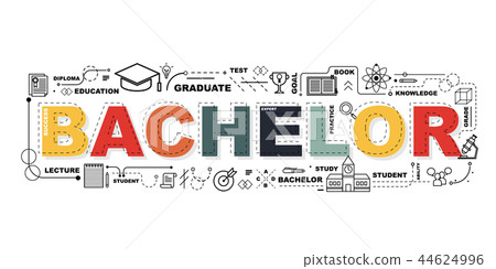 Design Concept Of Word Bachelor Website Banner. - Stock Illustration ...
