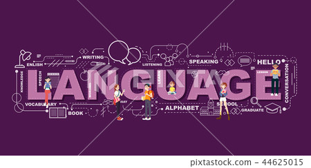 Design Concept Of Word LANGUAGE Website Banner. - Stock Illustration ...