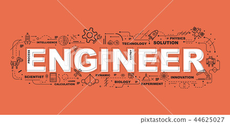 Design Concept Of Word ENGINEER Website Banner. - Stock Illustration ...