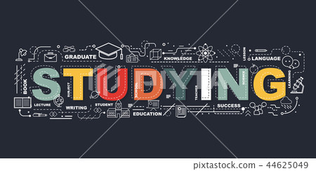 Design Concept Of Word STUDYING Website Banner. - Stock Illustration ...
