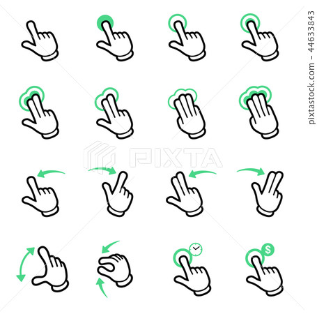 Hand panel touch icon set (cartoon style) - Stock Illustration ...
