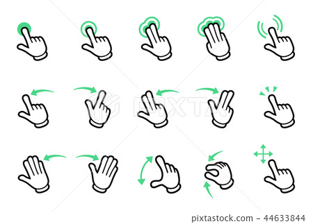 Hand panel touch icon set (cartoon style) - Stock Illustration ...