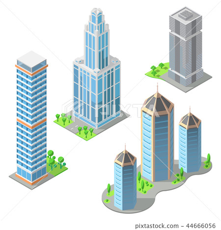 isometric modern buildings, cartoon skyscrapers - Stock Illustration ...