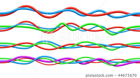 Set of twisted realistic colored electrical... - Stock Illustration ...