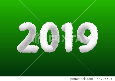 2019 number white figures wooly hairy shaggy - Stock Illustration ...