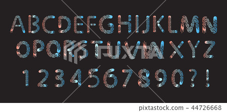 Set of Elegant red and blue neon alphabet font. - Stock Illustration ...