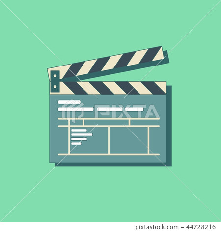 Simple clapper board icon in flat style. - Stock Illustration [44728216 ...