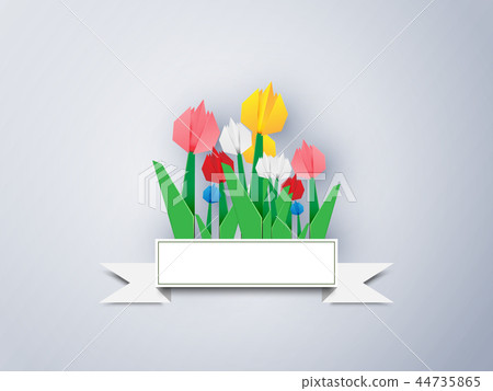 Colorful Tulip Paper On a gray background - Stock Illustration ...