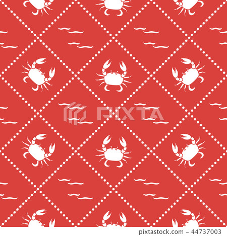 Seamless pattern with crabs and waves - Stock Illustration [44737003 ...