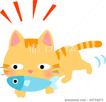 A cat walking with a fish - Stock Illustration [44738871] - PIXTA