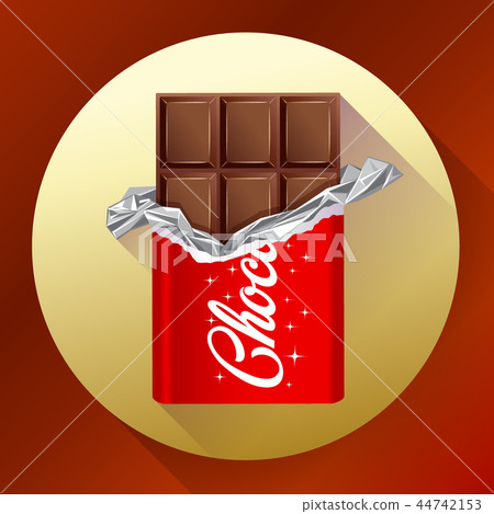 Chocolate bar in opened red wrapped. Chocolate... - Stock Illustration ...
