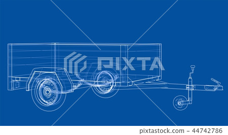 Open trailer sketch. Vector - Stock Illustration [44742786] - PIXTA
