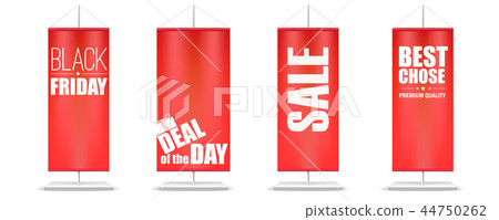 Sale. Set of different red flags with design of - Stock Illustration ...