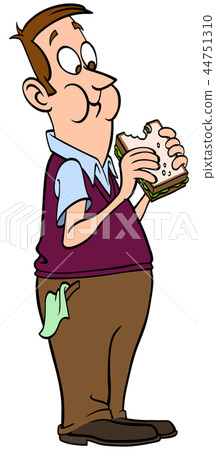 man eating sandwich - Stock Illustration [44751310] - PIXTA