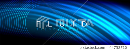 Neon glowing fluid wave lines, magic energy...-插圖素材 [44752710] - PIXTA圖庫