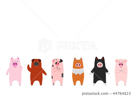 Cute pig border background - Stock Illustration [44764823] - PIXTA