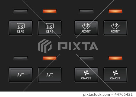 Car interior buttons. Dashboard black square... - Stock Illustration ...
