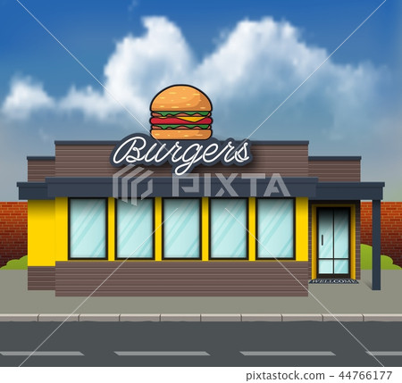 Burger store building background - Stock Illustration [44766177] - PIXTA