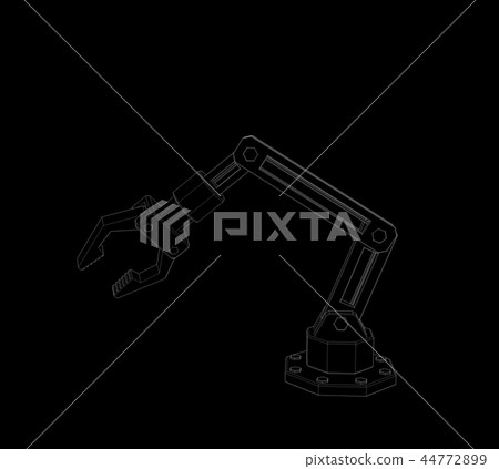 Robotic arm. Isolated on black background. - Stock Illustration ...