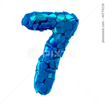 Number seven 7 made of broken plastic blue... - Stock Illustration ...