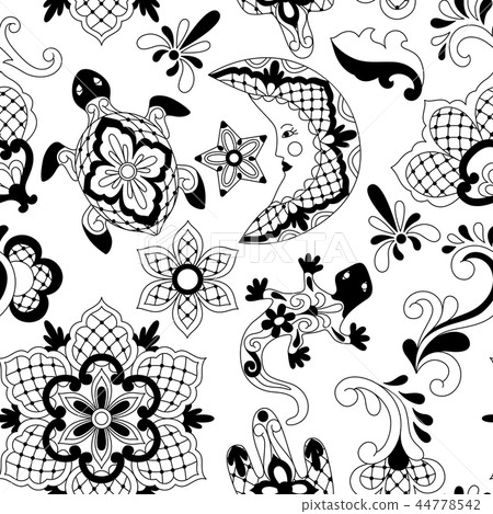 Mexican lace seamless pattern. - Stock Illustration [44778542] - PIXTA