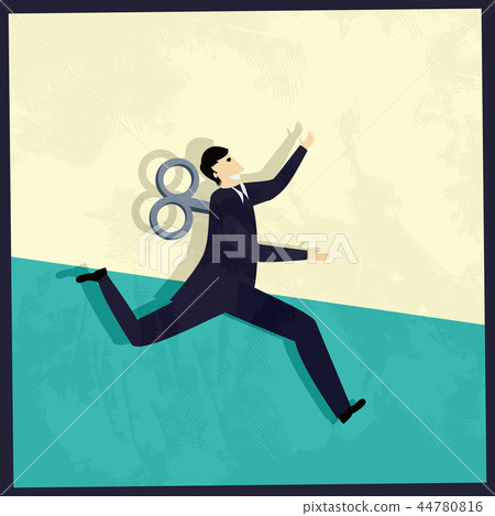 Businessman with wind-up key in back - Stock Illustration [44780816 ...