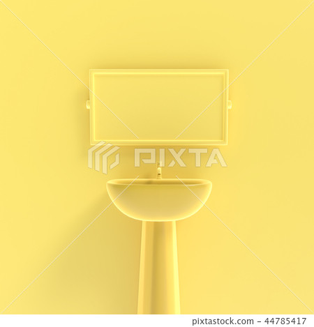 basin and mirror mock-up yellow pastel - Stock Illustration [44785417 ...