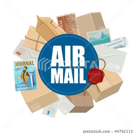 Air mail, letters and parcels in vector - Stock Illustration [44792113 ...