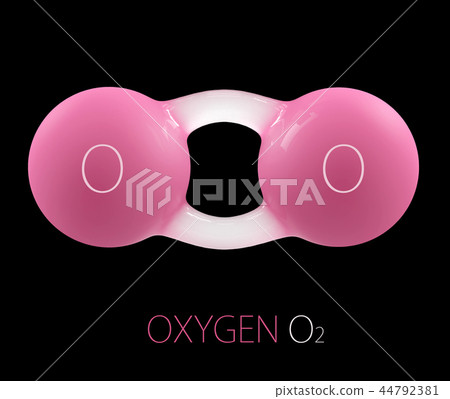 Oxygen molecule model on black background.-插圖素材 [44792381] - PIXTA圖庫
