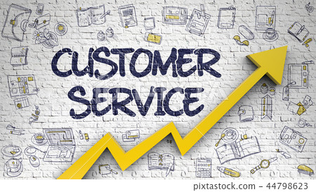 Customer Service Drawn on White Wall. 3d. - Stock Illustration ...