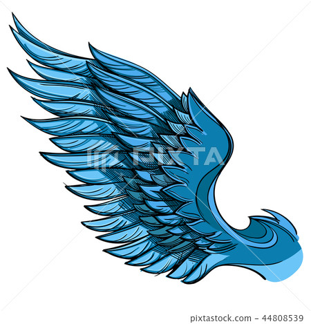 Vector illustration of blue wing, isolated on... - Stock Illustration ...