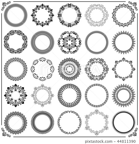 Vintage Set of Vector Round Elements - Stock Illustration [44811390 ...