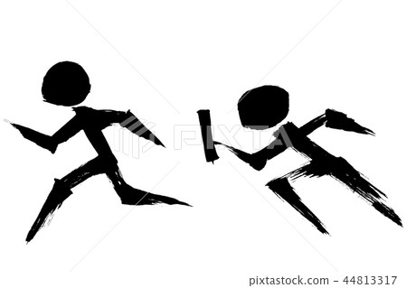 Silhouette of athletics relay - Stock Illustration [44813317] - PIXTA
