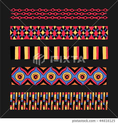 Set of ethnic art brushes in African style. - Stock Illustration ...