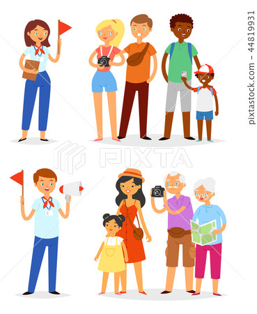 Tour guide vector man and woman characters... - Stock Illustration ...
