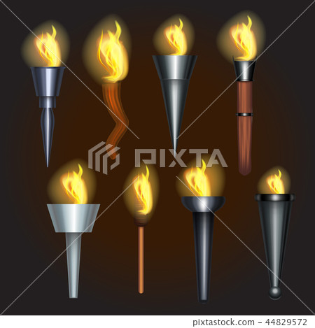 Realistic Detailed 3d Torch Flame Set. Vector - Stock Illustration ...
