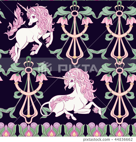 Seamless pattern, background with unicorn - Stock Illustration ...