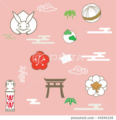 Japanese icon template vector. Pink element flat - Stock Illustration ...