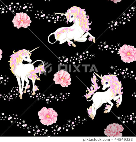 Seamless pattern, background with unicorn - Stock Illustration ...