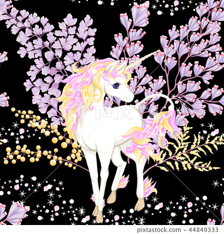 Seamless pattern, background with unicorn - Stock Illustration ...