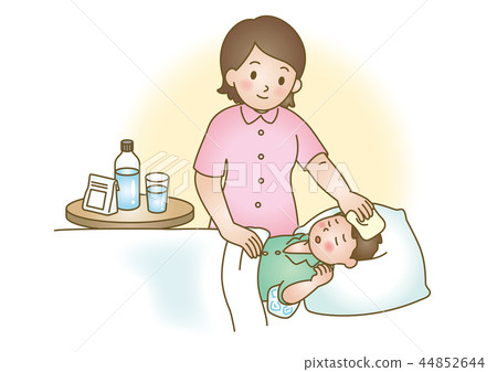 First aid illustration 1: Sudden illness, fever... - Stock Illustration ...
