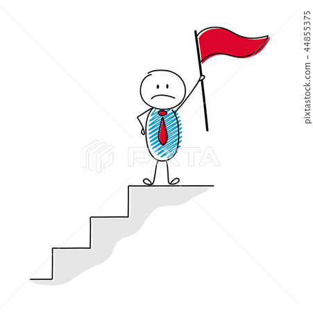 stickman holding flag - concept of boss. Vector. - Stock Illustration ...