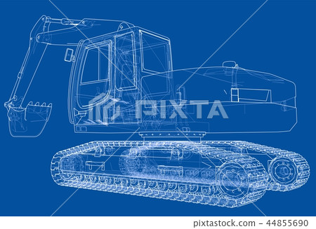 Excavator concept outline. Vector - Stock Illustration [44855690] - PIXTA