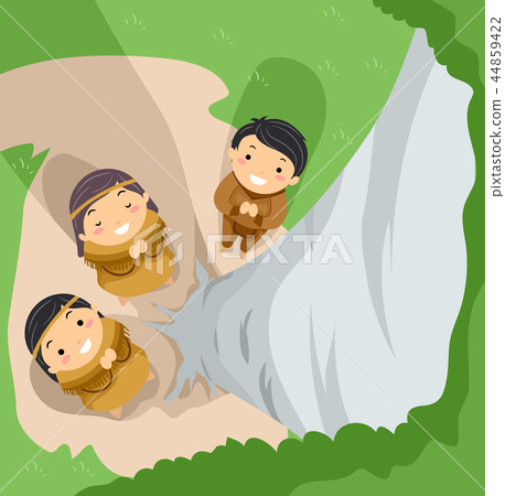 Stickman Kids Indian Pray Tree Spirits - Stock Illustration [44859422 ...