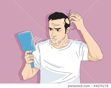 Vector - Hair loss cartoon, Young man and woman... - Stock Illustration ...