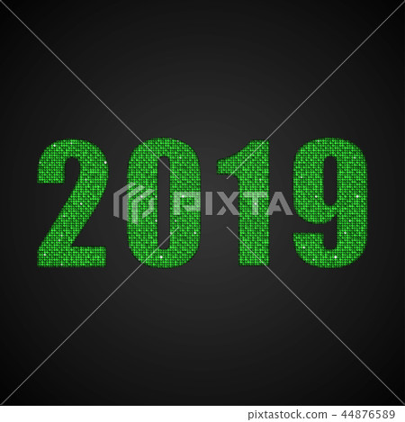 The Number 2019 Green Sequins New Year Sign.-插圖素材 [44876589] - PIXTA圖庫