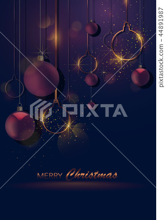 Dark Christmas Greeting with Baubles - Stock Illustration [44891987 ...