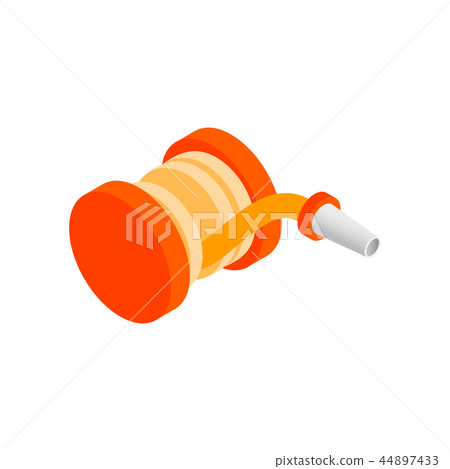 Red fire hose winder roll reels isometric 3d icon - Stock Illustration ...